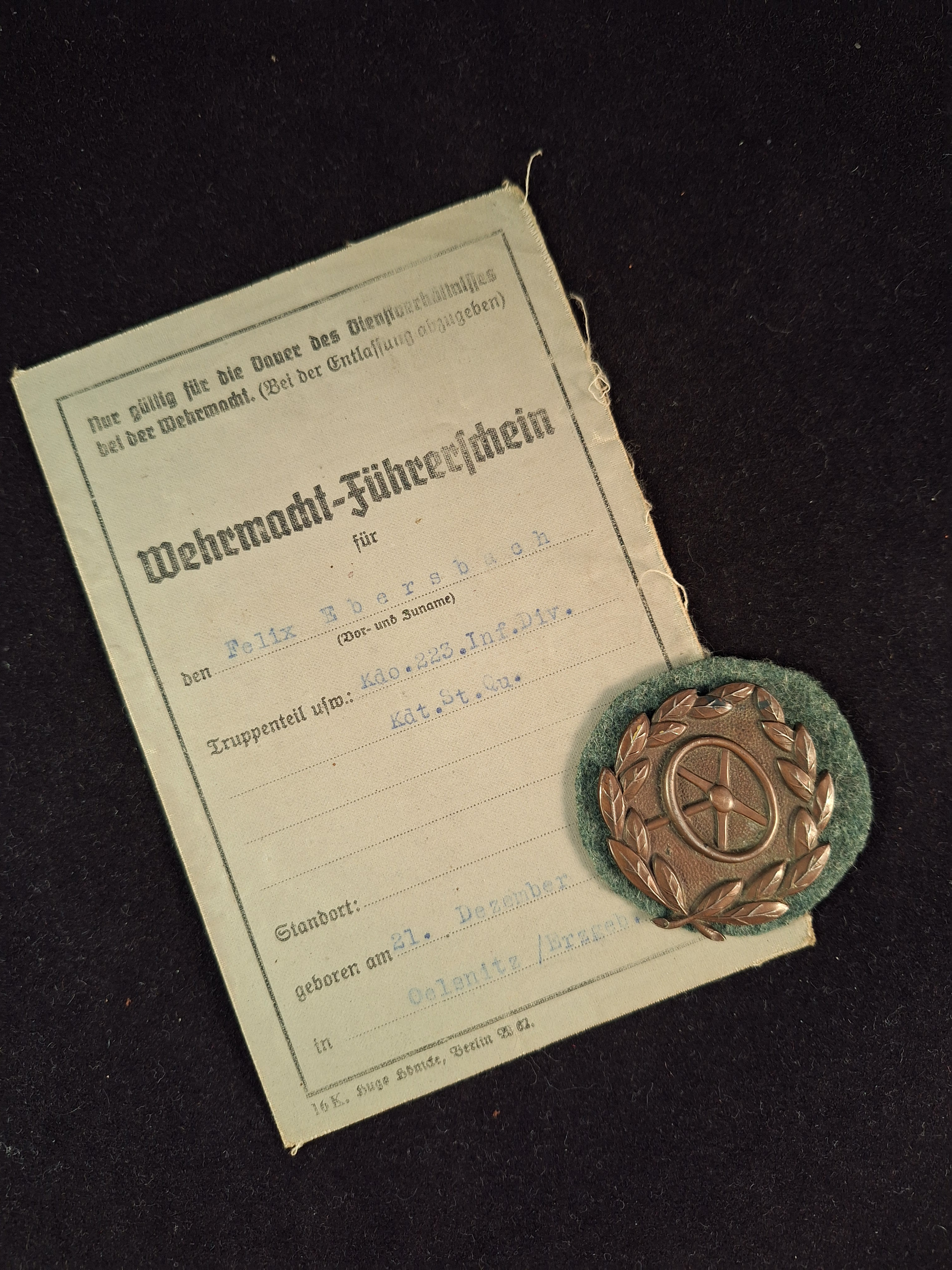 Driving license and badge. - Bruno Mado Medals